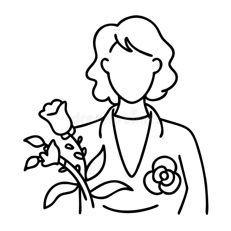 Elegant Woman Outline with Roses Vector Art for Creative Projects Stock ...