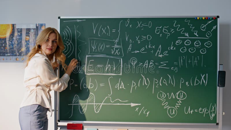 Teacher Writing on Blackboard – Animated Classroom Scene Stock Video ...