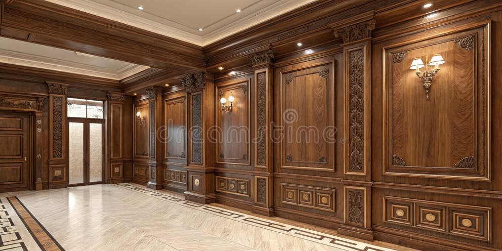 Elegant Wood Paneling in Classic Interior, Interior Design , Wood ...