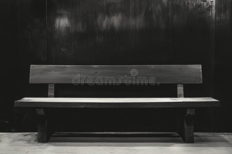 Elegant Wooden Bench Against a Black Backdrop in a Minimalist Setting ...