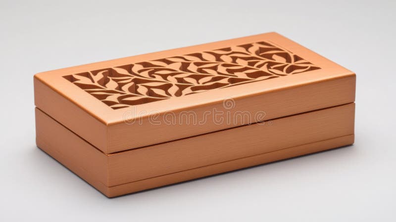 Elegant Wooden Box with Intricate Leaf Design Stock Illustration ...