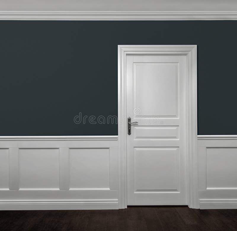 Elegant Wooden Door in Empty Room Stock Image - Image of home, hotel ...