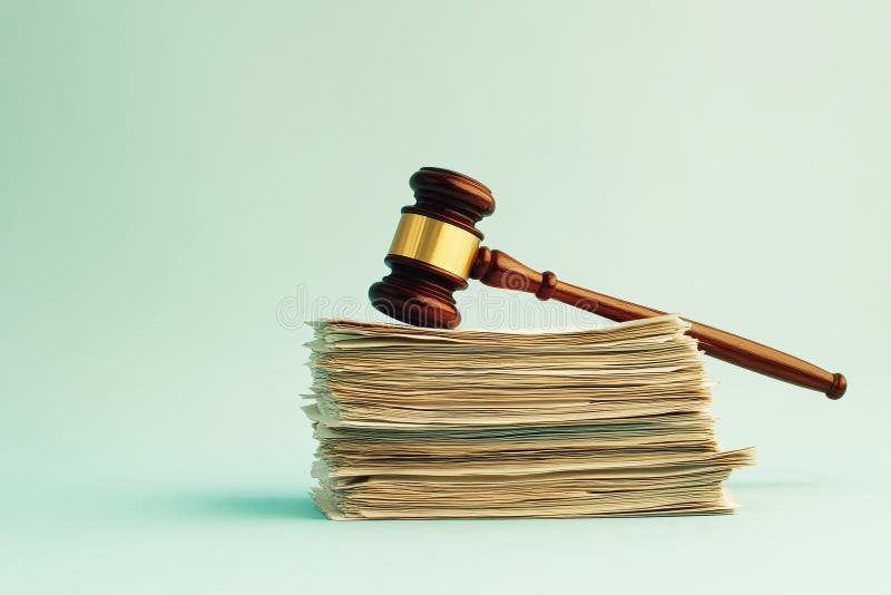 An Elegant Wooden Gavel on a Paper Stack Conveys Authority in a Calm ...