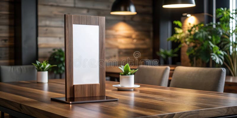 Elegant Wooden Menu Holder on a Rustic Table in a Calm Restaurant ...