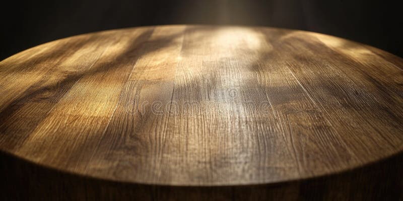 Elegant Wooden Round Table in Studio Lighting Stock Image - Image of ...