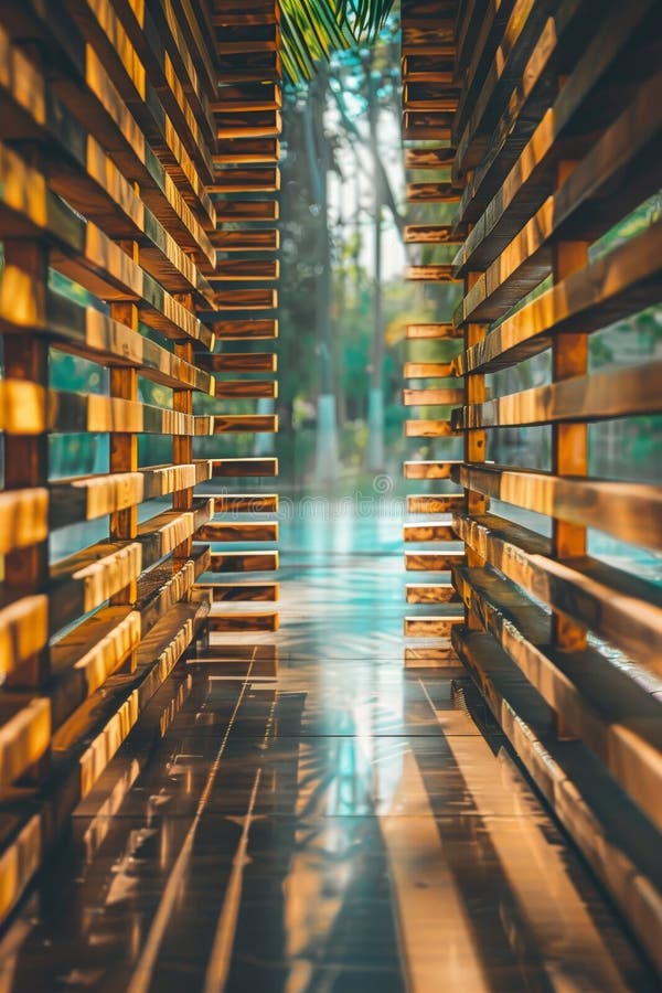 Elegant Wooden Slats Adding Style and Light Stock Image - Image of ...