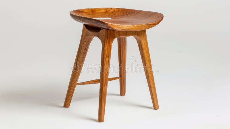 An Elegant Wooden Stool on a White Background. Stock Photo - Image of ...