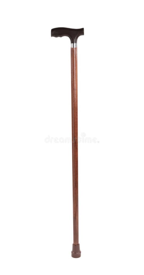 Elegant Wooden Walking Cane Isolated on White Stock Image - Image of ...