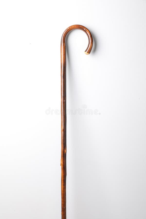 Elegant Wooden Walking Cane Isolated on White Stock Photo - Image of ...