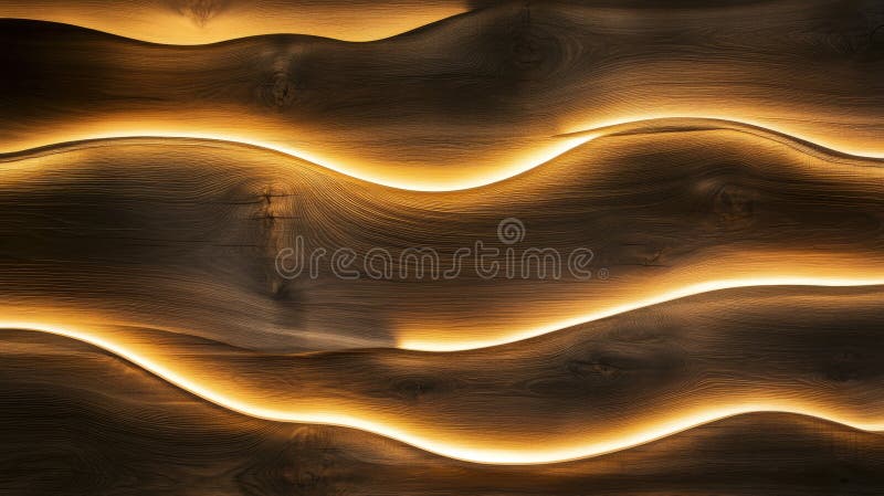 Elegant Wooden Wall with Flowing Light Patterns and Rich Textures Stock ...