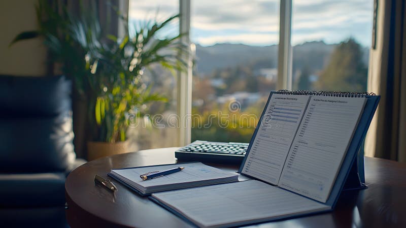 Elegant Workspace Setup for Financial Management with Documents and ...