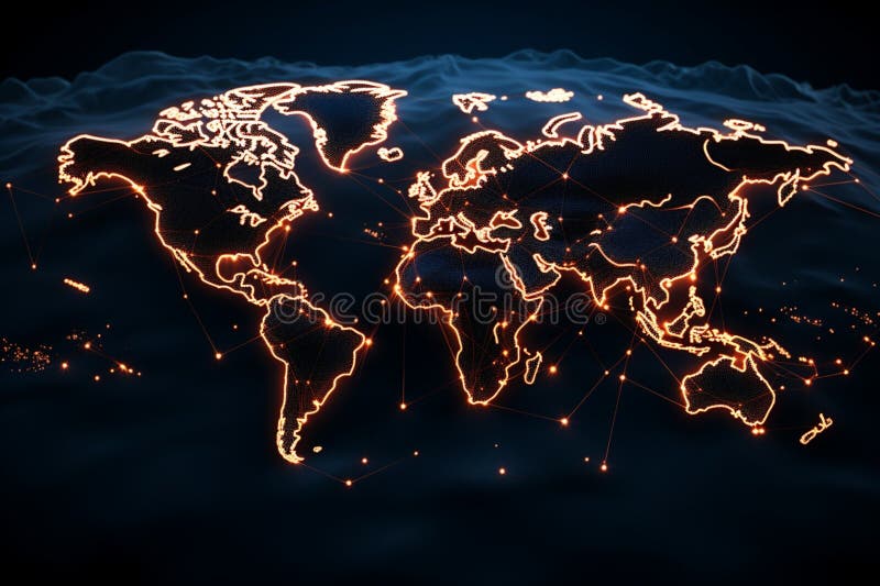 Elegant World Map Abstraction, Featuring Intricate Mash Lines and ...