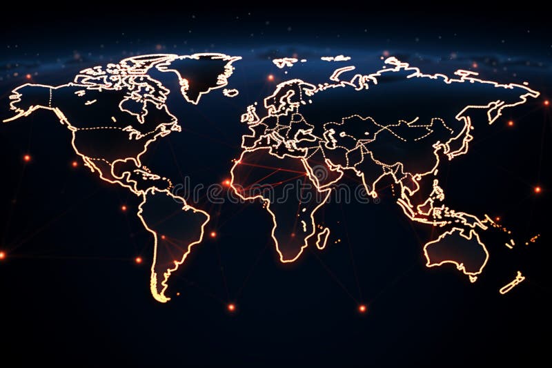 Elegant World Map Abstraction, Featuring Intricate Mash Lines and ...