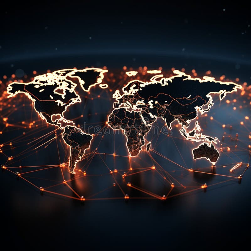 Elegant World Map Abstraction, Featuring Intricate Mash Lines and ...