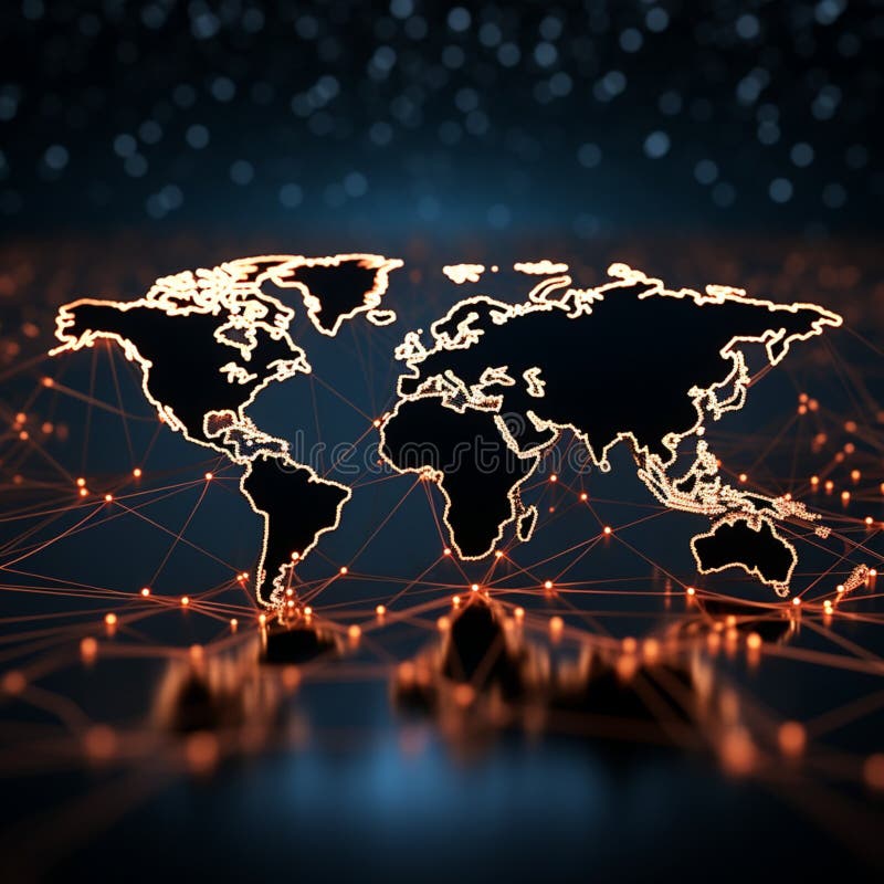 Elegant World Map Abstraction, Featuring Intricate Mash Lines and ...