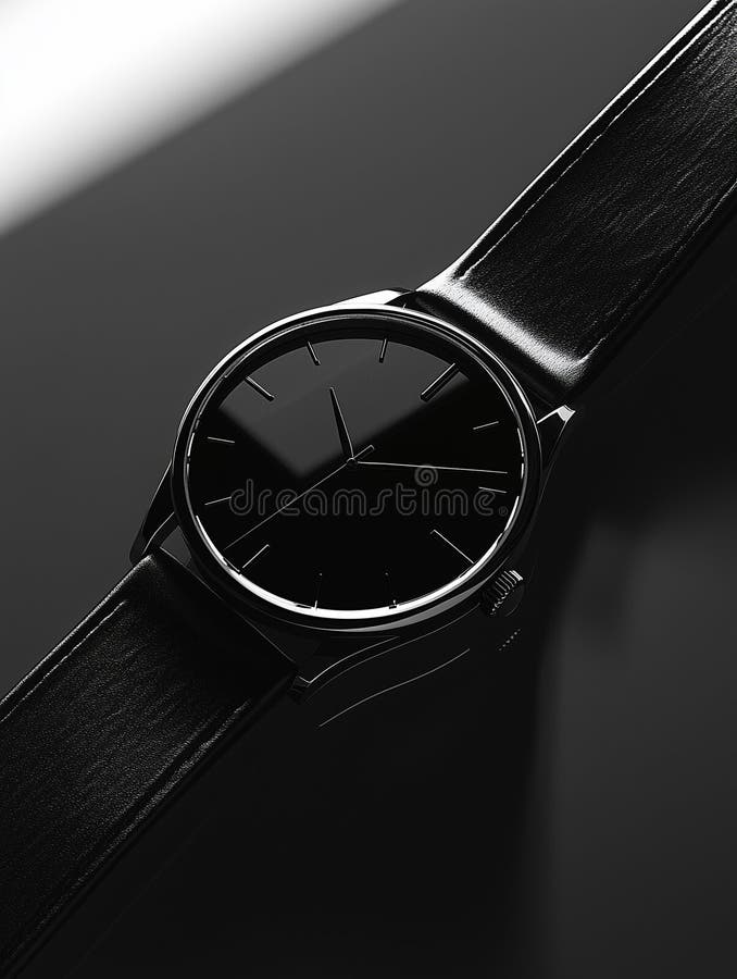 Elegant Wristwatch with Minimalistic Dial Placed on a Dark Surface ...