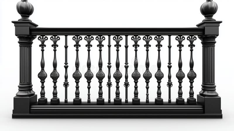 Elegant Wrought Iron Railing with Simple Vertical Bars and Classic ...