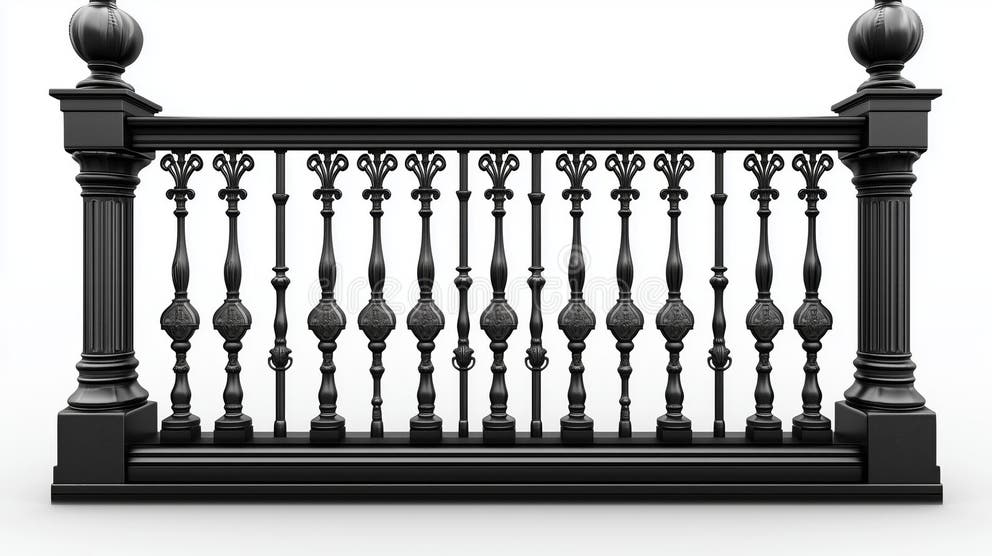 Elegant Wrought Iron Railing with Simple Vertical Bars and Classic ...
