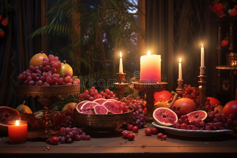 Elegant Yalda Night Table Settings with Stock Illustration ...