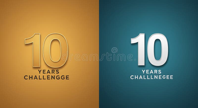 Elegant 10 Years Challenge: Gold and Silver Anniversary Designs Stock ...