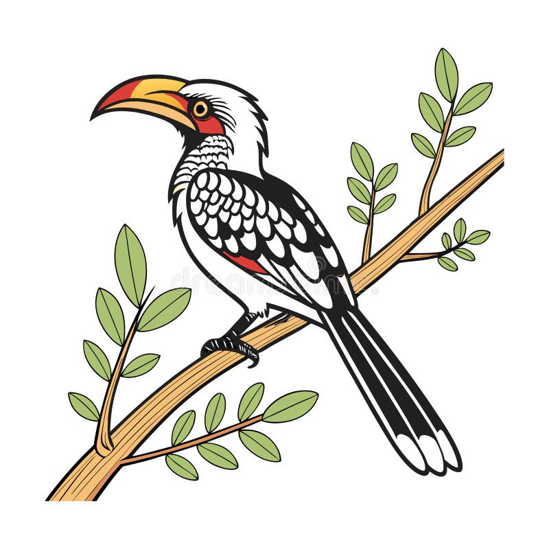 Elegant Yellow-billed Oxpecker Bird Vector Stock Illustration ...