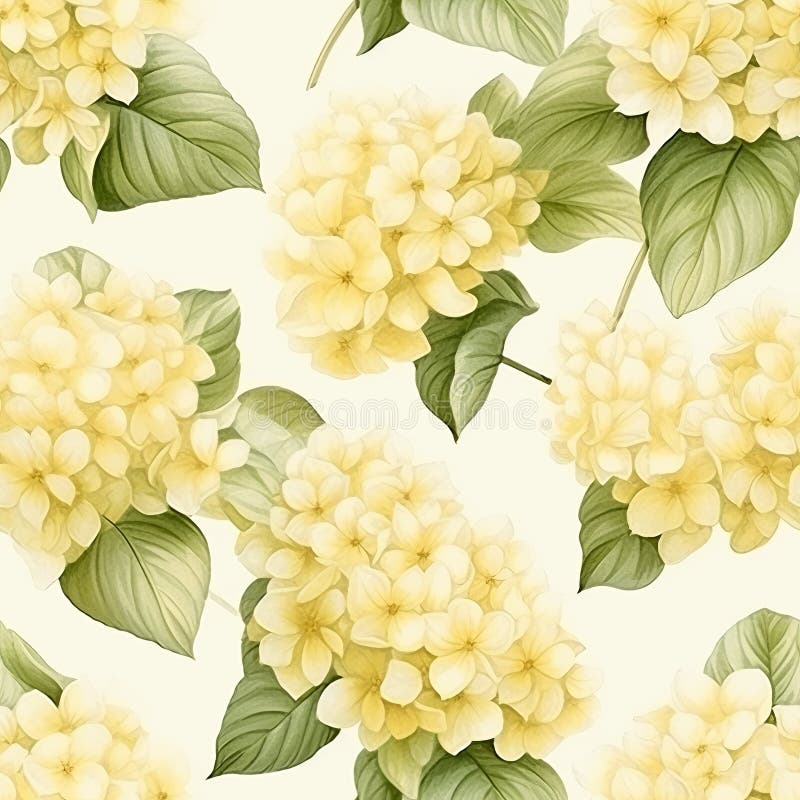 Elegant Yellow Hydrangea Pattern with Realistic Detail Stock ...