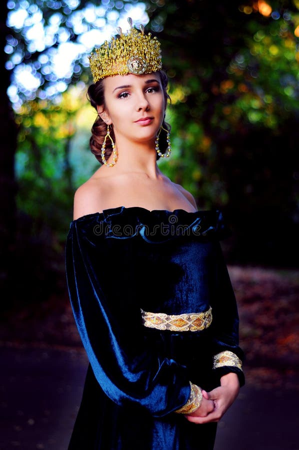 Elegant Young Woman Dressed Like Queen Stock Photo - Image of fairy ...