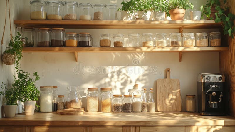 Elegant Zero-waste Kitchen Design with Glass Jars and Natural Elements ...