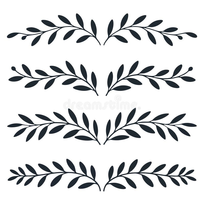 Elegantly Arranged Black Leaf Motifs Form Horizontal Decorative Borders ...