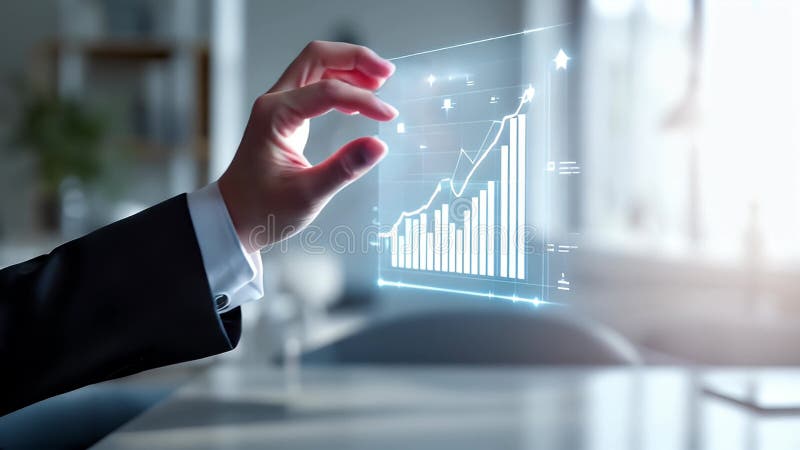 Elegantly Attired Hand Adjusting Interactive Chart in a Contemporary ...