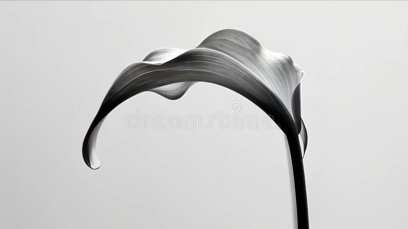 Elegantly Curved Leaf with Smooth Lines on Minimalistic White ...