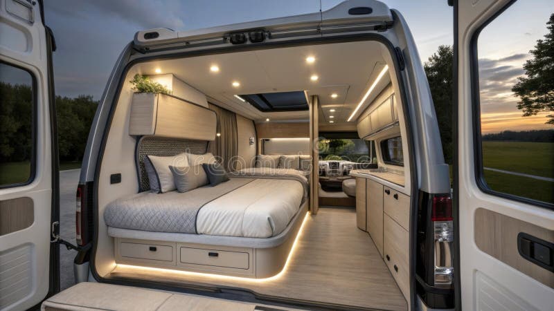 An Elegantly Designed Camper Showcasing a Convertible Seating Area that ...