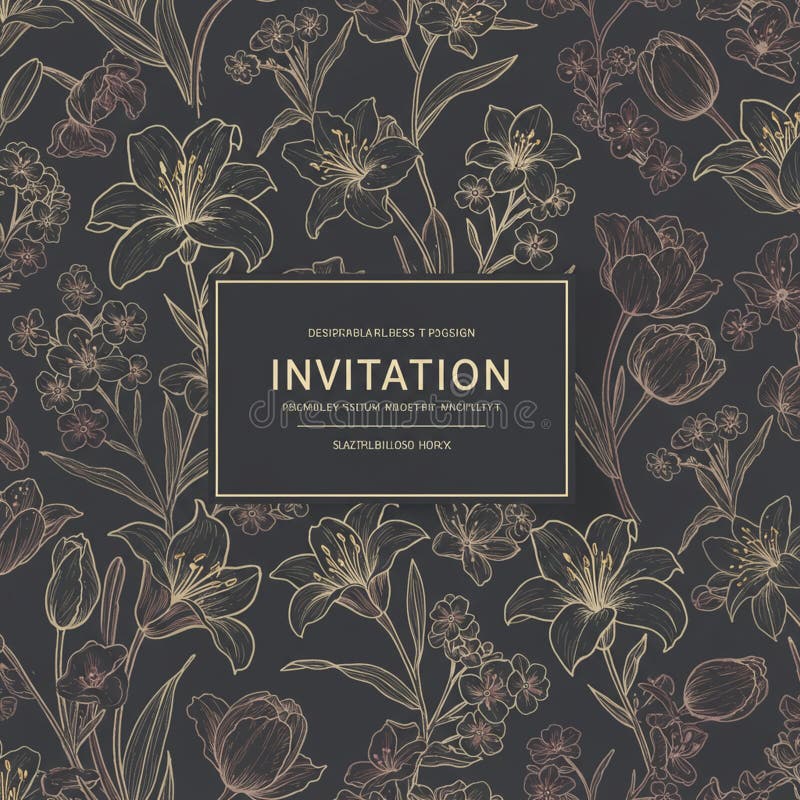 Elegantly Designed Invitation Card Featuring a Floral Pattern with ...