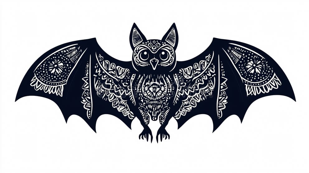 Elegantly Designed Vector Bat Silhouette Embellished with Intricate ...