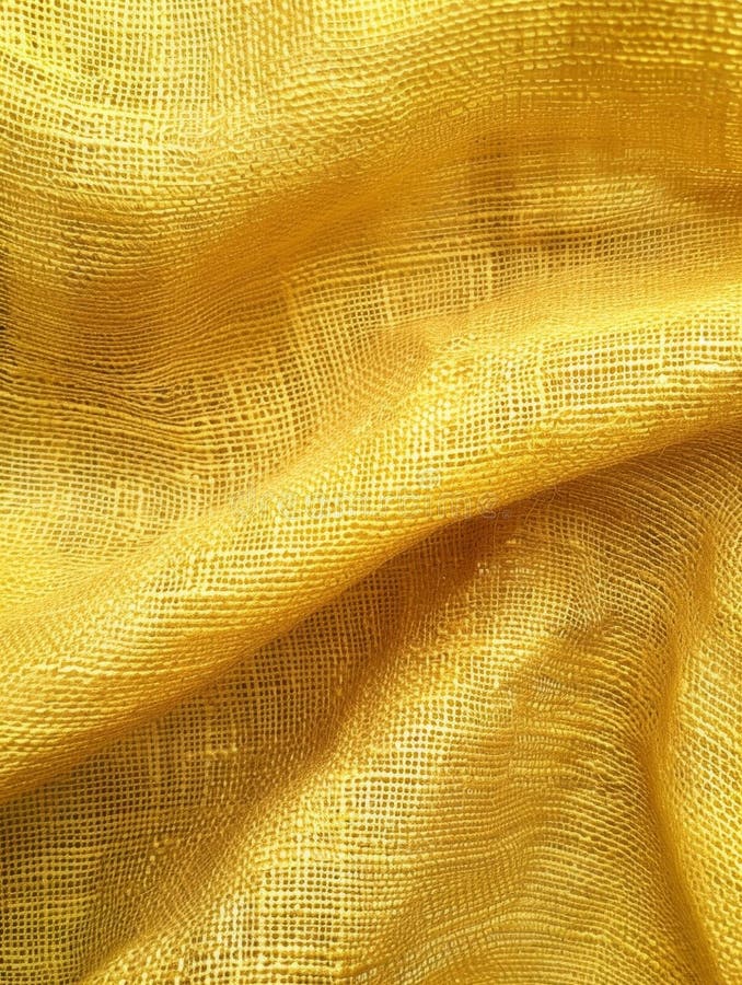 Elegantly Draped Golden Fabric with a Wave-like Pattern, Showcasing the ...