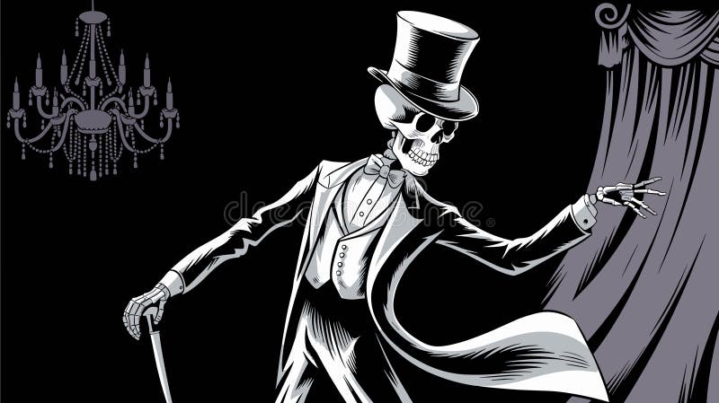 Elegantly Eerie: Skeleton in Top Hat and Tailcoat Stock Vector ...