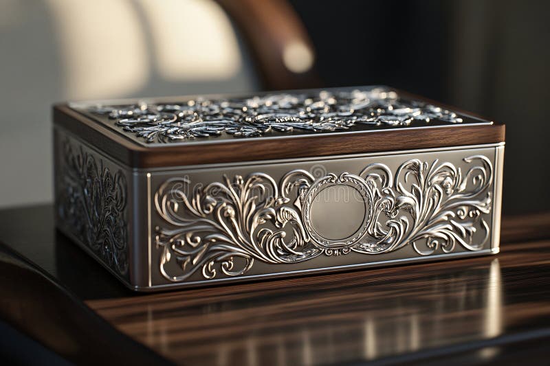 An Elegantly Engraved Jewelry Box Featuring Custom Initials, Depicted ...