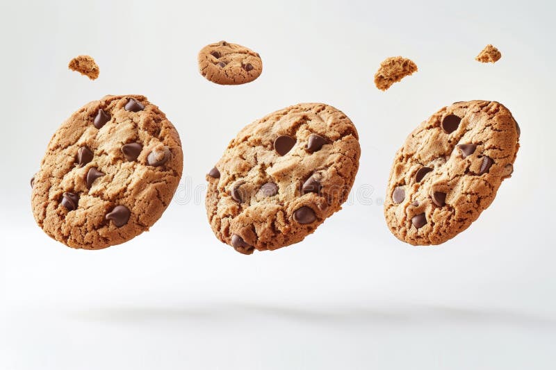 Elegantly Floating Cookies Falling Gracefully Against a Pristine White ...