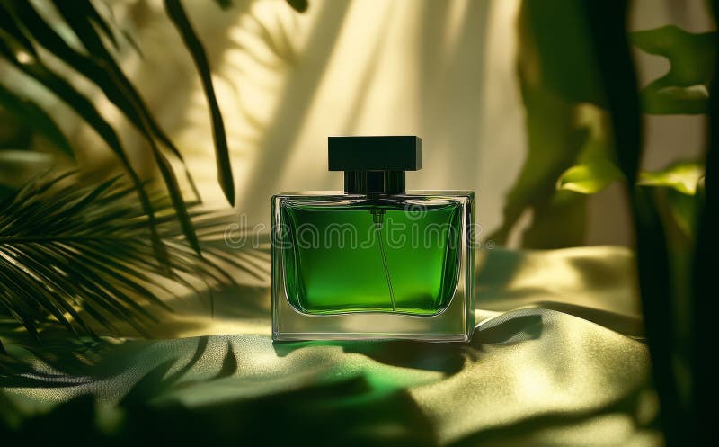 An Elegantly Perched Green Perfume Bottle Captures the Freshness and ...