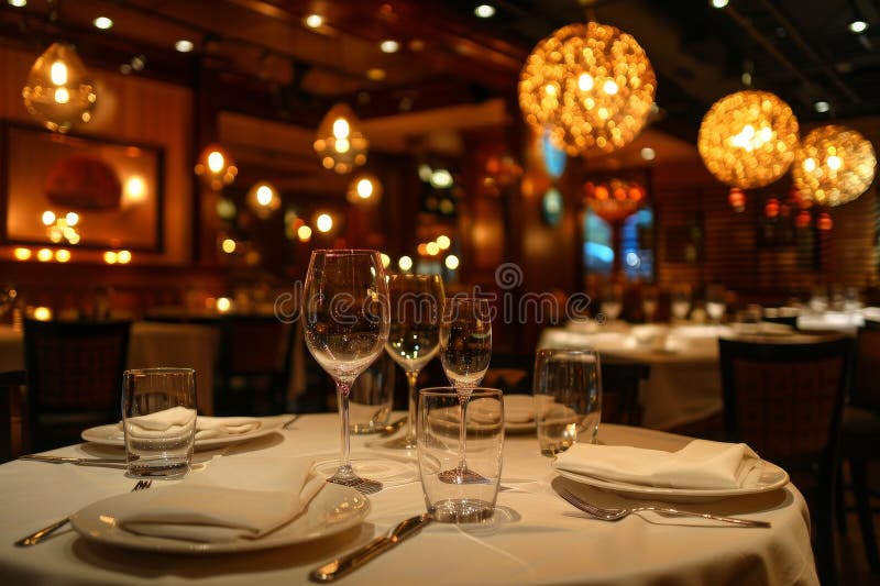 Elegantly Set Dining Table in a Luxurious Restaurant with a Romantic ...