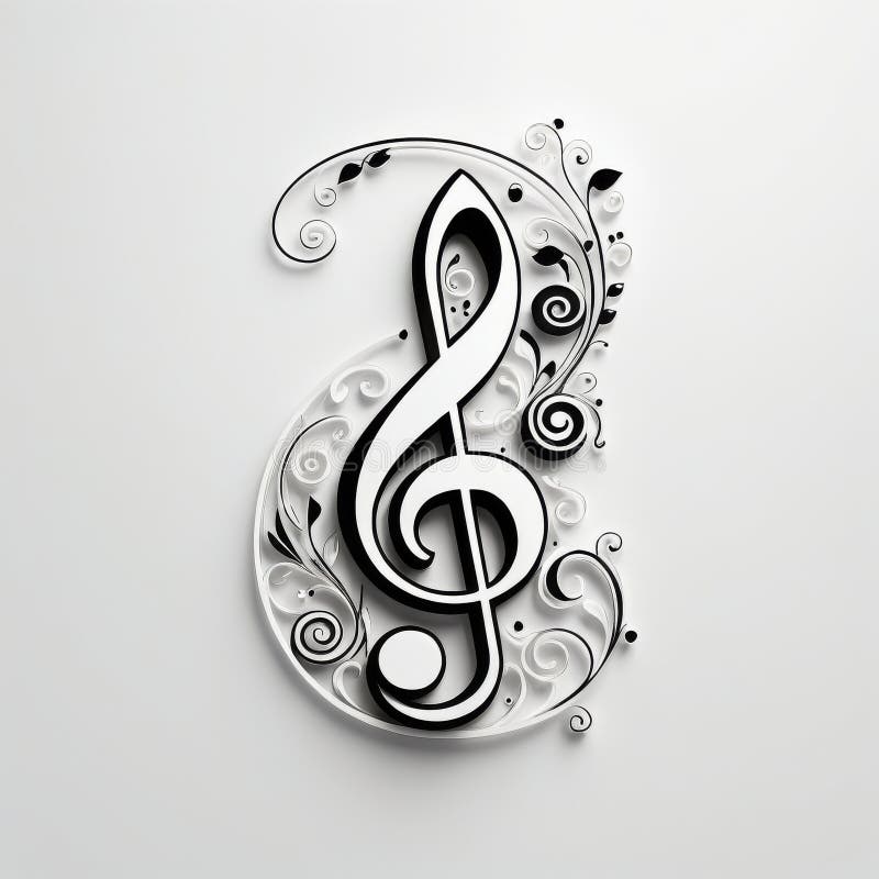 Elegantly Stylized Treble Clef Stock Illustration - Illustration of ...