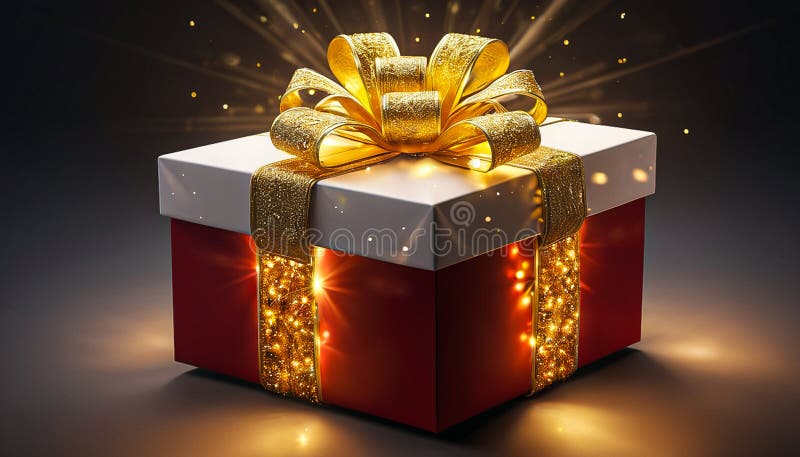 Elegantly Wrapped Gift with a Large Red Bow on Top, White Background ...