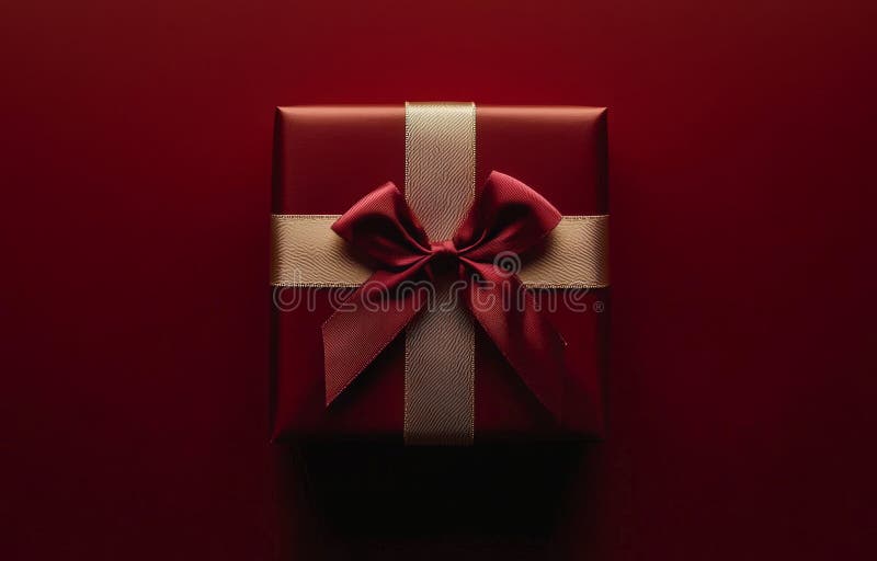 An Elegantly Wrapped Gift Box with a Red Ribbon Sits Elegantly on a ...