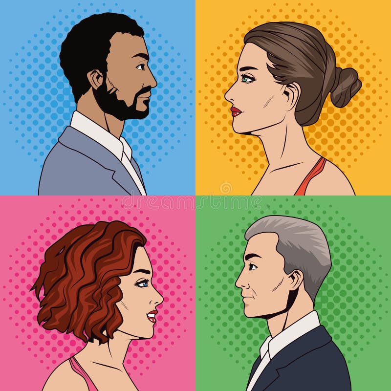 Elegants four persons stock vector. Illustration of lady - 217121065