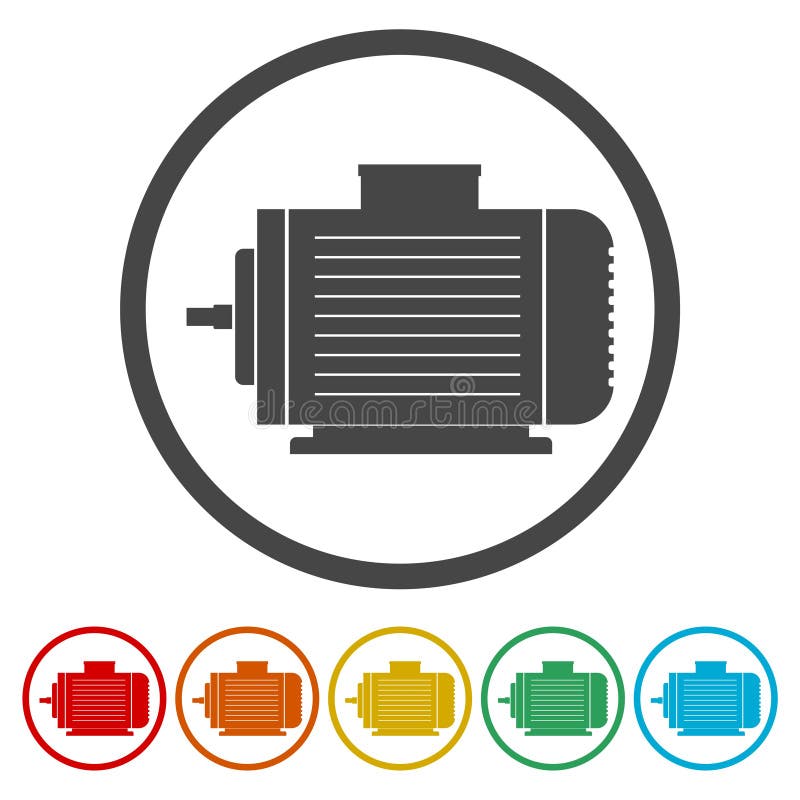 Elektrische Die Motorpictogrammen Met Lange Schaduw Worden Geplaatst ...