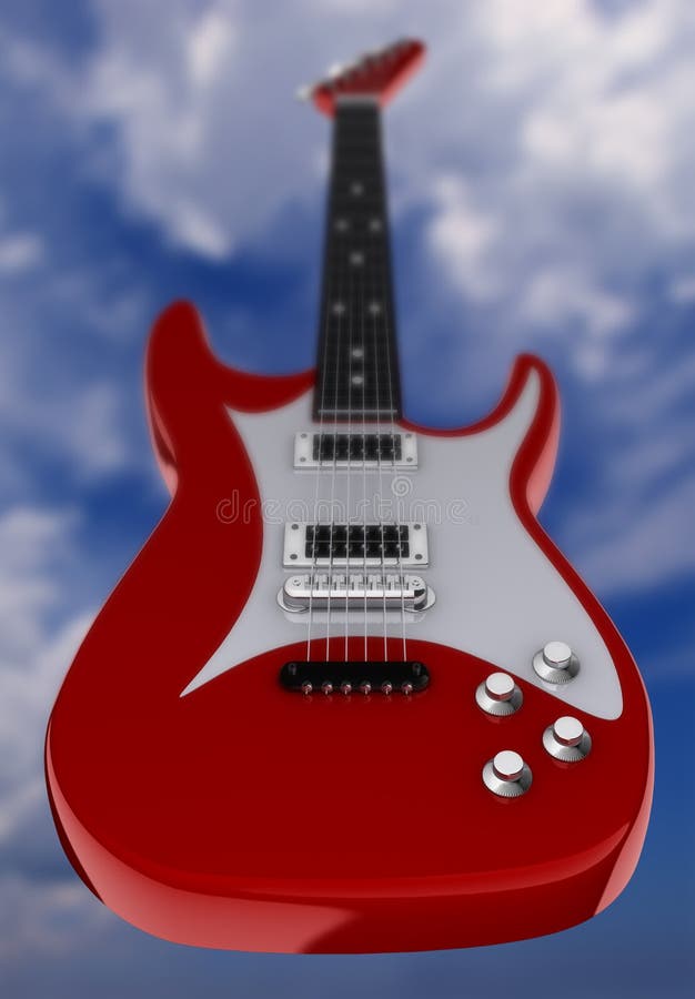 Elektrische Gitarre, Lautsprecher Und Mikrofon Stock Abbildung ...