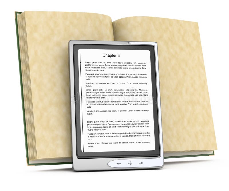 Elektronische Lezer En Open Boek Stock Illustratie - Illustration of ...