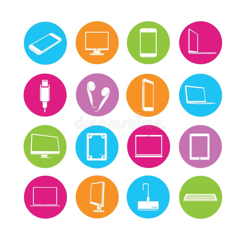 Elektronische Pictogrammen, Computerpictogrammen Stock Illustratie ...