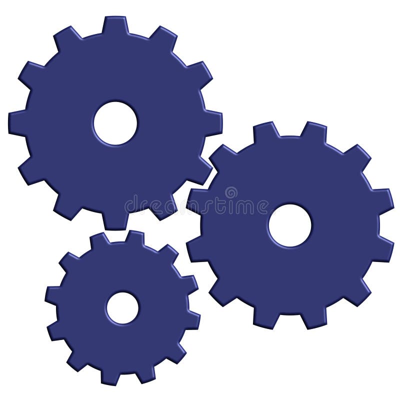 Three Gear Shapes Tone Blue , 3d Style Stock Vector - Illustration of ...