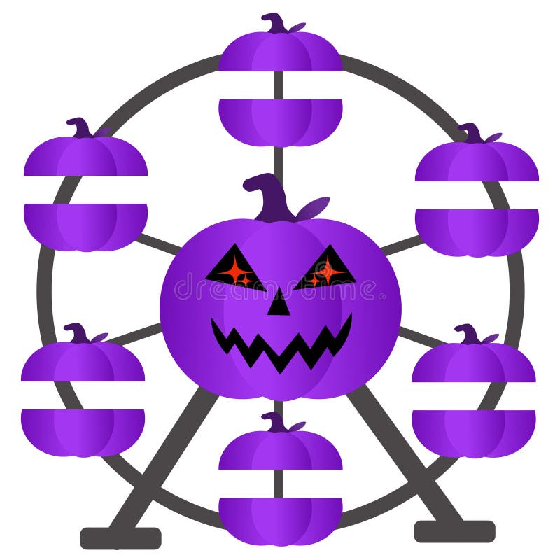 Purple Pumpkin Ferris Wheel Halloween Stock Vector - Illustration of ...